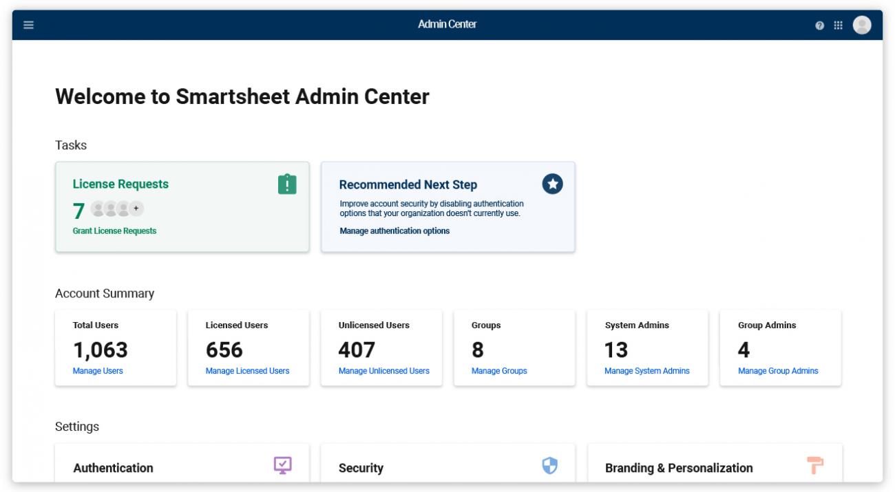 Smartsheet Admin Center | Smartsheet